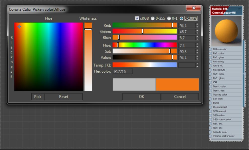 How to use the Corona Color Picker - 3ds Max? – Chaos Help Center