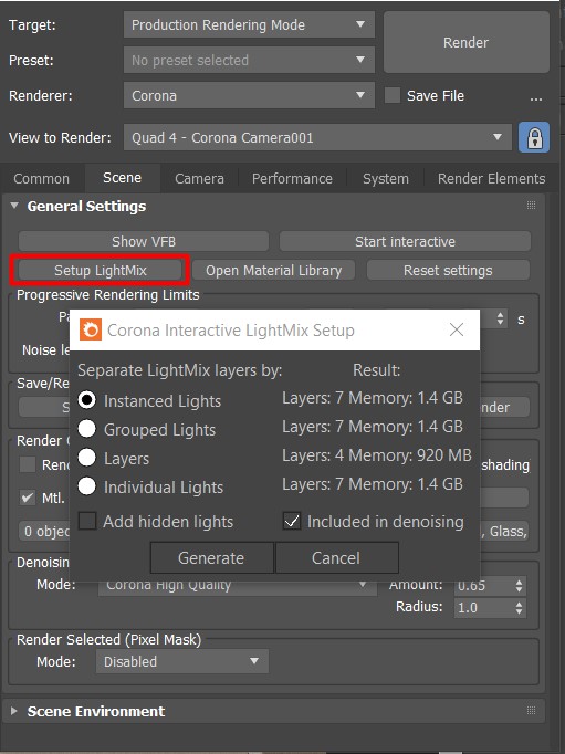 How to use interactive LightMix in Corona for 3ds Max? – Chaos Help Center
