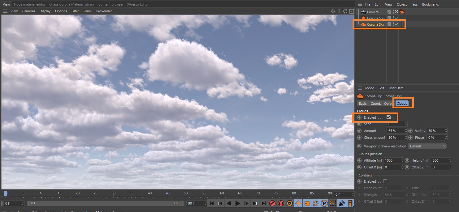How to use Corona Sky Clouds - C4D – Chaos Help Center