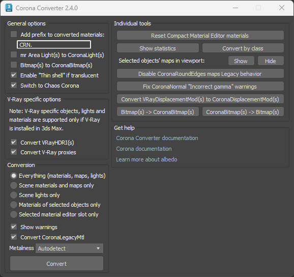 How to use the Corona Converter? - 3ds Max – Chaos Help Center
