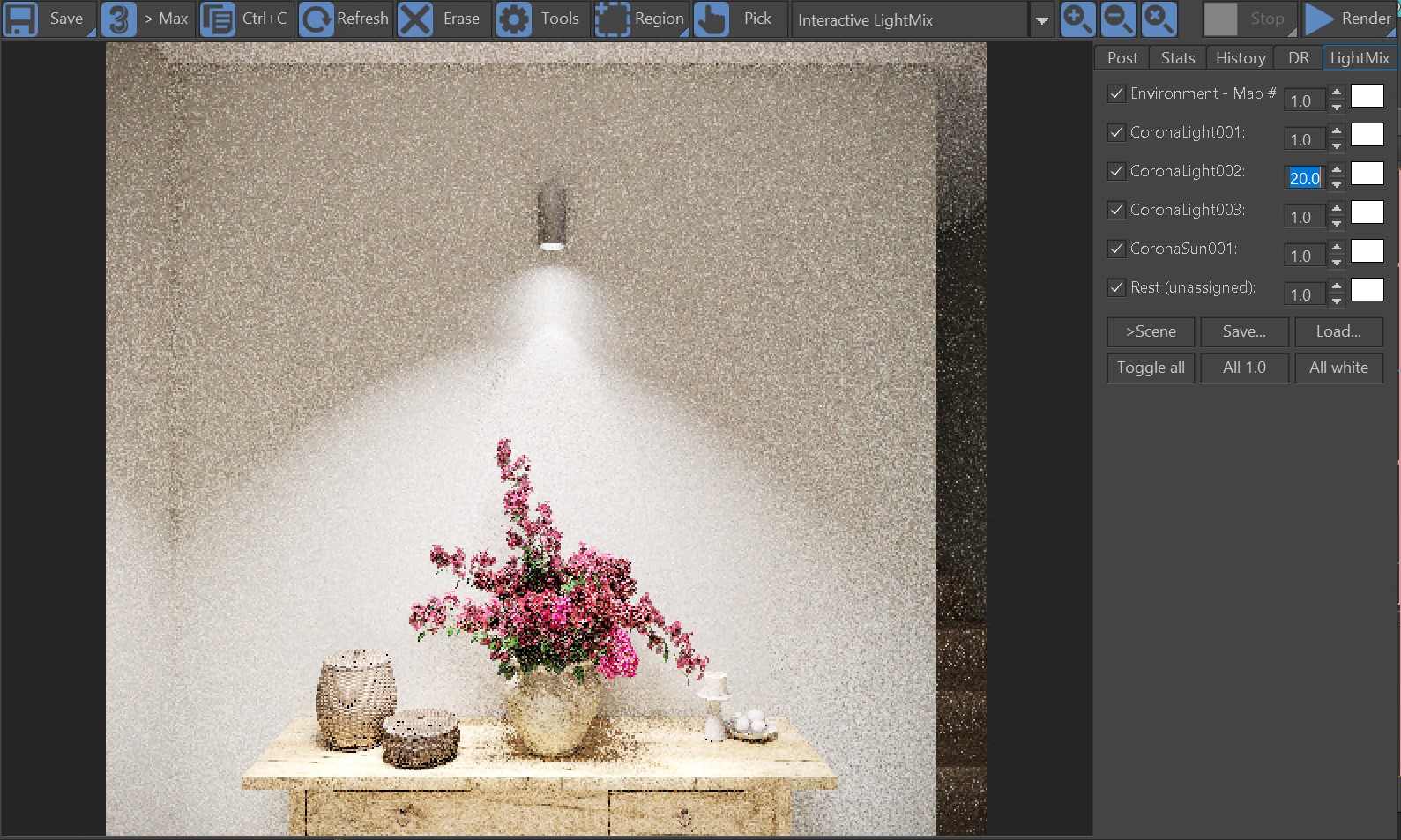 How to use interactive LightMix in Corona for 3ds Max? – Chaos Help Center