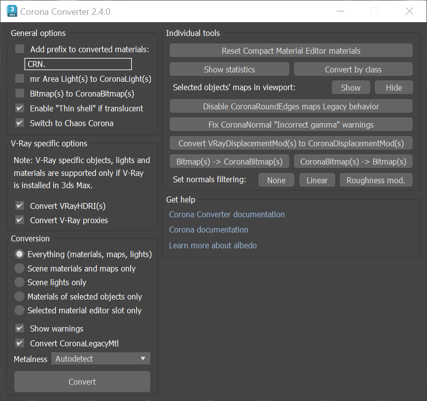 How to use the Corona Converter? - 3ds Max – Chaos Help Center