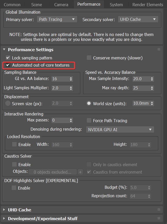 Out-of-core Rendering for textures - 3ds Max – Chaos Help Center