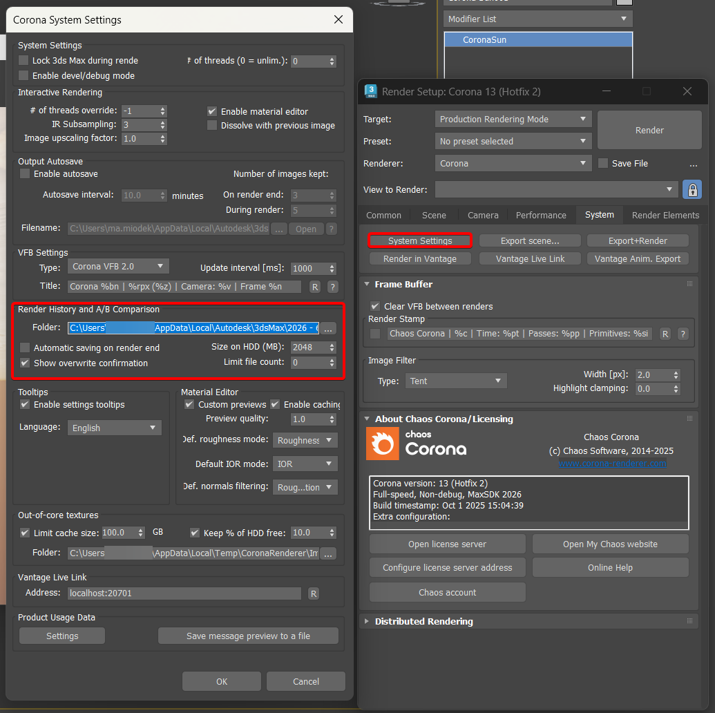 How to use the VFB history in Corona for 3ds Max? – Chaos Help Center